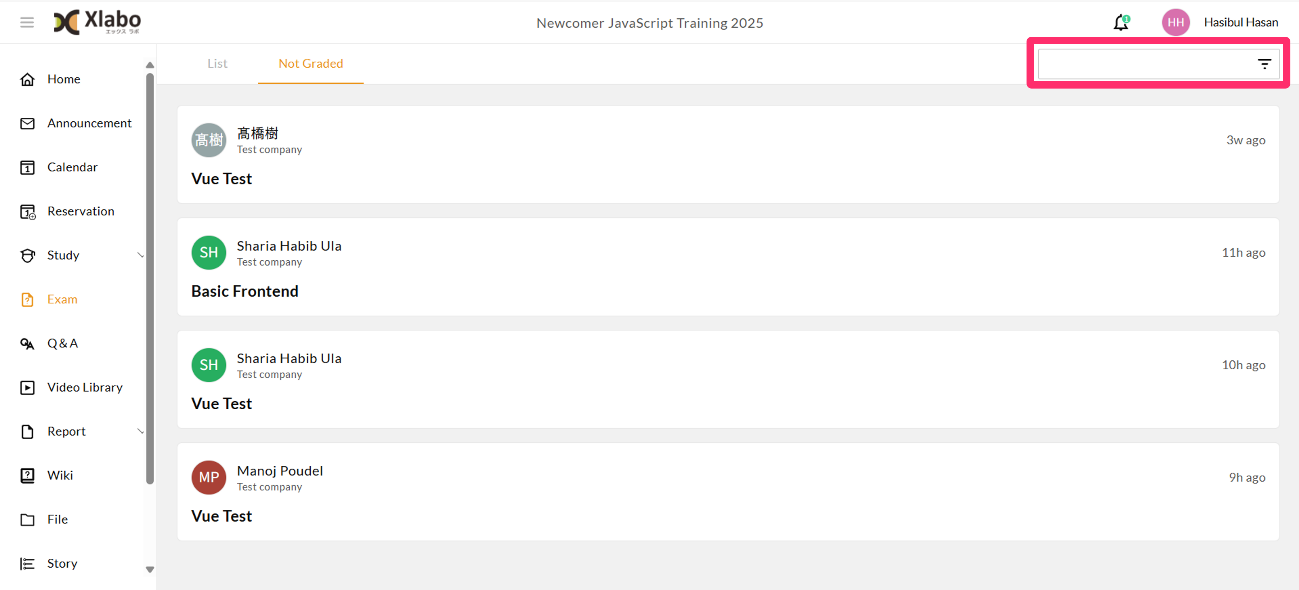 From the upper-right corner of the grading list screen, you can filter ...